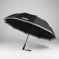 China Large Automatic Travel Umbrella 103cm Open Diameter Fiberglass Ribs Reflective Edge Trim for sale