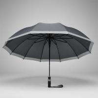 China Large Automatic Travel Umbrella 103cm Open Diameter Fiberglass Ribs Reflective Edge Trim for sale