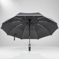 China Large Automatic Travel Umbrella 103cm Open Diameter Fiberglass Ribs Reflective Edge Trim for sale