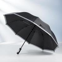 China Large Automatic Travel Umbrella 103cm Open Diameter Fiberglass Ribs Reflective Edge Trim for sale