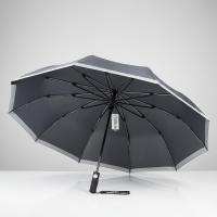 China Large Automatic Travel Umbrella 103cm Open Diameter Fiberglass Ribs Reflective Edge Trim for sale
