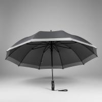 China Large Automatic Travel Umbrella 103cm Open Diameter Fiberglass Ribs Reflective Edge Trim for sale