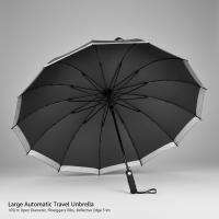 China Large Automatic Travel Umbrella 103cm Open Diameter Fiberglass Ribs Reflective Edge Trim for sale