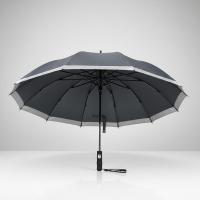 China Large Automatic Travel Umbrella 103cm Open Diameter Fiberglass Ribs Reflective Edge Trim for sale