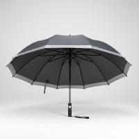 China Large Automatic Travel Umbrella 103cm Open Diameter Fiberglass Ribs Reflective Edge Trim for sale