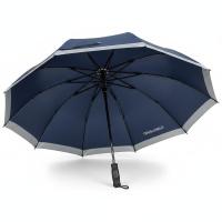China Large Automatic Travel Umbrella 103cm Open Diameter Fiberglass Ribs Reflective Edge Trim for sale