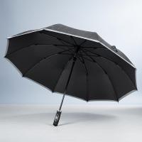 China Large Automatic Travel Umbrella 103cm Open Diameter Fiberglass Ribs Reflective Edge Trim for sale