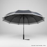 China Large Automatic Travel Umbrella 103cm Open Diameter Fiberglass Ribs Reflective Edge Trim for sale
