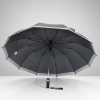 China Large Automatic Travel Umbrella 103cm Open Diameter Fiberglass Ribs Reflective Edge Trim for sale