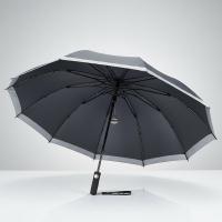 China Large Automatic Travel Umbrella 103cm Open Diameter Fiberglass Ribs Reflective Edge Trim for sale