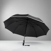 China Large Automatic Travel Umbrella 103cm Open Diameter Fiberglass Ribs Reflective Edge Trim for sale