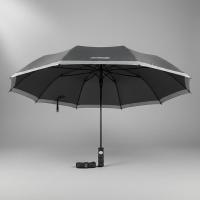 China Large Automatic Travel Umbrella 103cm Open Diameter Fiberglass Ribs Reflective Edge Trim for sale