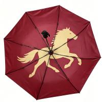 China 21 Inch 3-Fold Auto Open Close Umbrella Pongee Fabric Digital Print Horse Pattern for sale