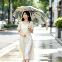 China Fashion Design Windproof Girl Portable Sunny & Rainy Protection Manual Three Folding Umbrella Daily Travel for sale