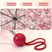China Customize Pink Portable Woman Floral Manual Three Folding Umbrella Travel Daily for sale