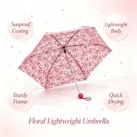 China Customize Pink Portable Woman Floral Manual Three Folding Umbrella Travel Daily for sale