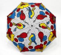 China Art Bird Floral Polka Dot Compact Folding Umbrella for Daily Travel 23 Inch 8 Ribs Triple Fold Umbrella for sale