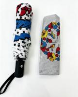 China Art Bird Floral Polka Dot Compact Folding Umbrella for Daily Travel 23 Inch 8 Ribs Triple Fold Umbrella for sale