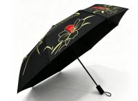 China Windproof UV Protection Bird Floral Print 23 Inch 8 Ribs 3 Fold Umbrella for Ladies Daily Commute for sale