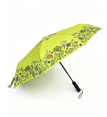 China Auto Open Close 3 Folding Umbrella Vintage Paisley Floral Print Umbrella Portable Lightweight Rain Sun Umbrella for Women Daily Outdoor Use for sale