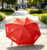 China Custom Printed Red Foldable Umbrella 8 Ribs Waterproof Sun Protection Business Commute Gift Umbrella for sale