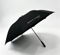 China Custom Printing All Fiberglass Windproof Golf Umbrella With Double Canopy Design for sale