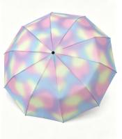 China Fully Automatic Foldable Umbrella Reinforced Anti-Inversion Ribs UPF50 UV Protection 3-Fold Travel for sale