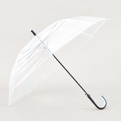 China 23 Inch 8K Transparent Rain Umbrella with Colorful Frame and Plastic Handle for sale