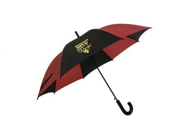 China 23-Inch Auto Open Stick Umbrella with J-Shaped Plastic Handle - Black/Red Advertising Promotional Model for sale