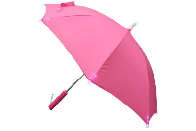 China Customized Girls Pink LED Umbrella 19 Inch with Manual Open/Close and 8mm Metal Shaft for sale