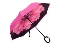 China 23 Inch Pink Women's C-Shaped Handle Umbrella with Fiberglass Frame - Windproof Rain Protection for sale