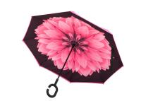 China 23 Inch Pink Women's C-Shaped Handle Umbrella with Fiberglass Frame - Windproof Rain Protection for sale