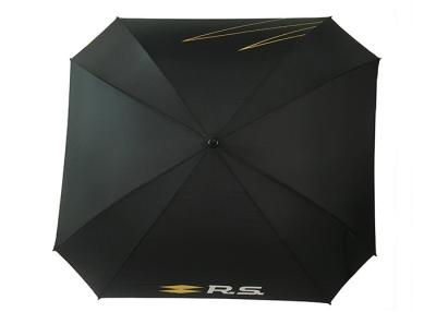 China Square Shape Black Promotional Golf Umbrella 130cm Diameter with Custom Logo Printing and Fiberglass Frame for sale