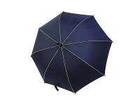 China 23 Inch Men's Navy Blue Umbrella with Wooden Curved Handle - Auto Open Windproof Design for Rain Protection for sale