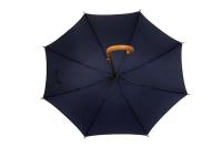 China 23 Inch Men's Navy Blue Umbrella with Wooden Curved Handle - Auto Open Windproof Design for Rain Protection for sale