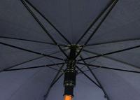 China 23 Inch Men's Navy Blue Umbrella with Wooden Curved Handle - Auto Open Windproof Design for Rain Protection for sale