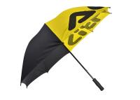 China Pongee Black Yellow Promotional Golf Umbrella 101cm Length 130cm Diameter with Fiberglass Frame and UV Protection for sale