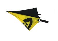China Pongee Black Yellow Promotional Golf Umbrella 101cm Length 130cm Diameter with Fiberglass Frame and UV Protection for sale