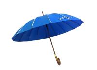 China 26 Inch Wind Resistant J Shape Golf Umbrella with 16 Rib Wooden Frame and Auto Open Mechanism for sale