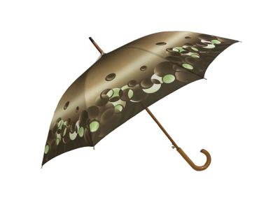 China UV Protection Wooden Stick Umbrella with 23 Inch Canopy and 14mm Wooden Shaft - Auto Open Manual Close Design for sale