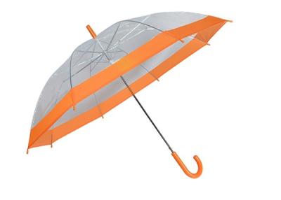 China Automatic POE Transparent Promotional Umbrella 23 inch 8K Metal Frame Advertising Border Piping Edge for sale