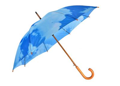 China Wooden Frame Promotional Golf Umbrella 23 Inch Auto Open Digital Printing Custom Logo for sale