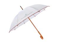 China White Pongee Promotional Golf Umbrella 23x8K Auto Open Wooden J Handle Custom Logo for sale