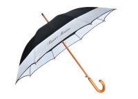 China White Pongee Promotional Golf Umbrella 23x8K Auto Open Wooden J Handle Custom Logo for sale