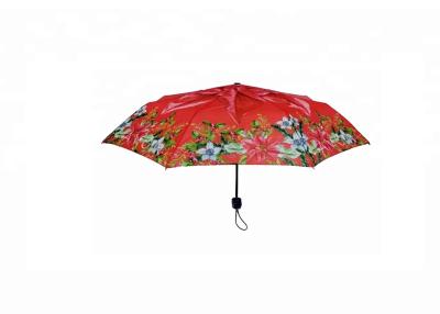 China Flower 21 Inch Foldable Umbrella 8 Ribs Rubber / Plastic Handle Strong Sturdy for sale