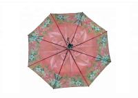 China Flower 21 Inch Foldable Umbrella 8 Ribs Rubber / Plastic Handle Strong Sturdy for sale