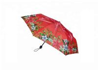 China Flower 21 Inch Foldable Umbrella 8 Ribs Rubber / Plastic Handle Strong Sturdy for sale