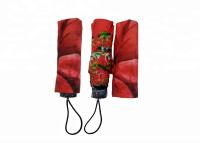 China Flower 21 Inch Foldable Umbrella 8 Ribs Rubber / Plastic Handle Strong Sturdy for sale