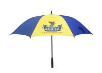 China Fiberglass Frame Auto Open Promotional Golf Umbrella 130cm Blue Yellow EVA Foam Handle for sale