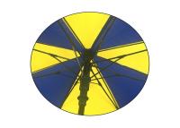 China Fiberglass Frame Auto Open Promotional Golf Umbrella 130cm Blue Yellow EVA Foam Handle for sale
